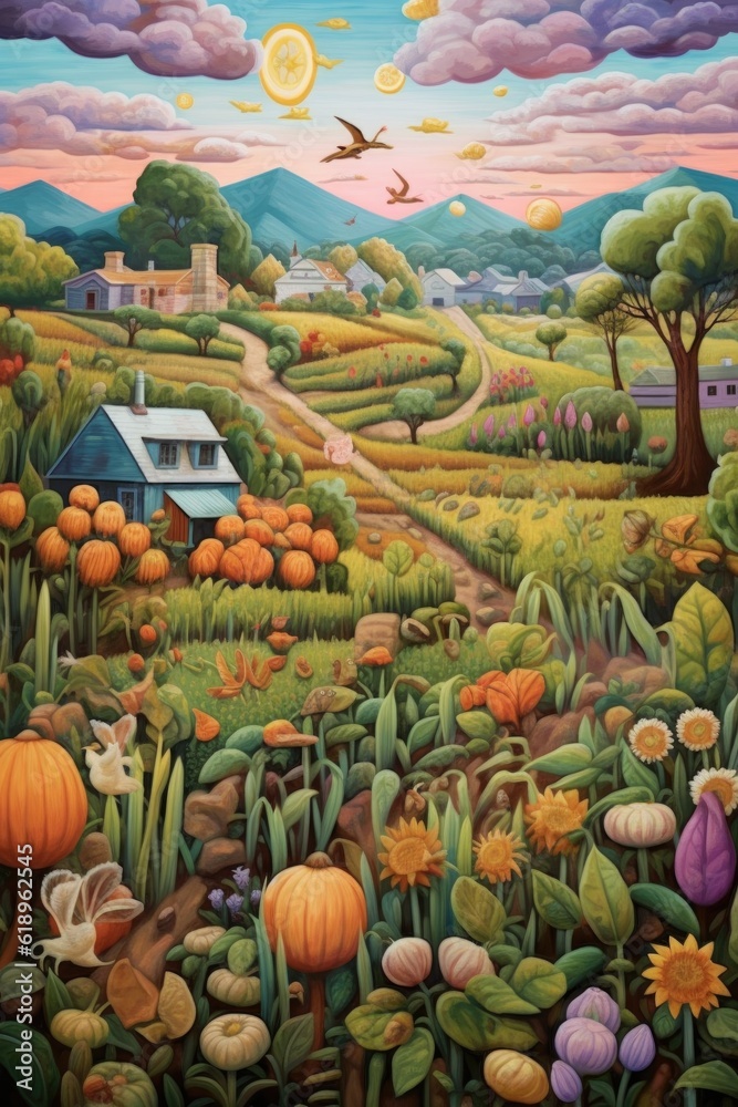 pumpkin patch with a variety of shapes and colors, created with ...