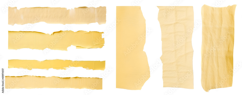 Stripes of light ripped yellow textured adhesive kraft paper masking ...