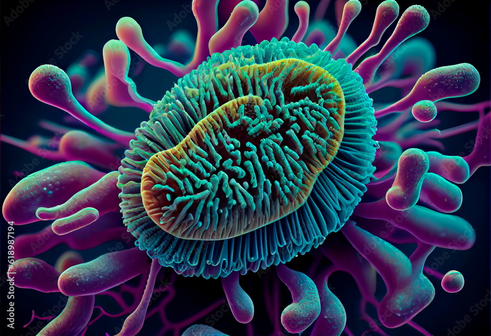 bacterium under a microscope, showing its details and structure. Stock ...