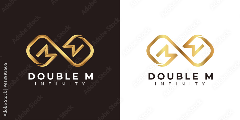 Letter M Infinity Logo design and Premium Gold Elegant symbol for ...