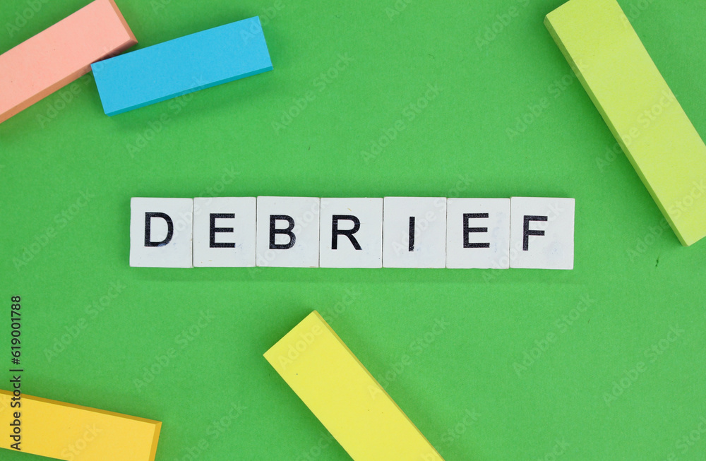 letters of the alphabet with the word debrief. briefing concept Stock ...
