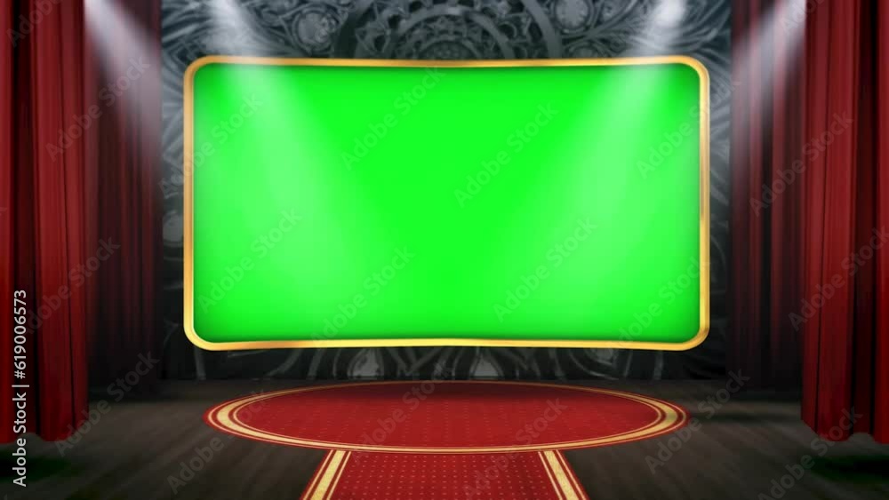 Big Screen Award or Wedding Titles with Curtain Green Screen, Chroma ...