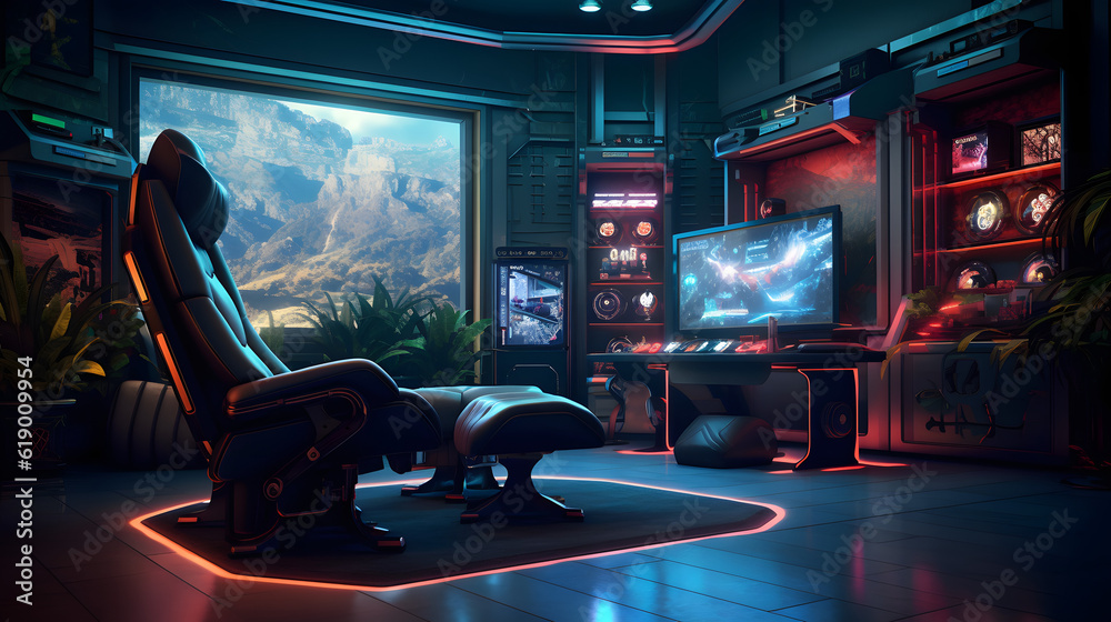 interior of a gaming room Stock Photo | Adobe Stock