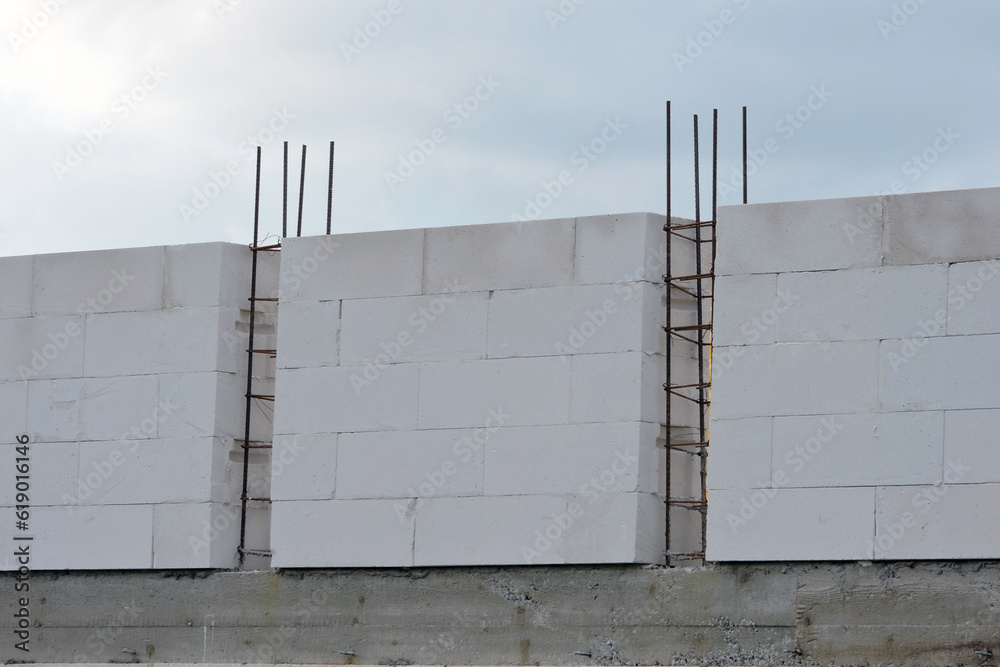 A reinforced concrete beam, steel reinforcement for pillars on the ...