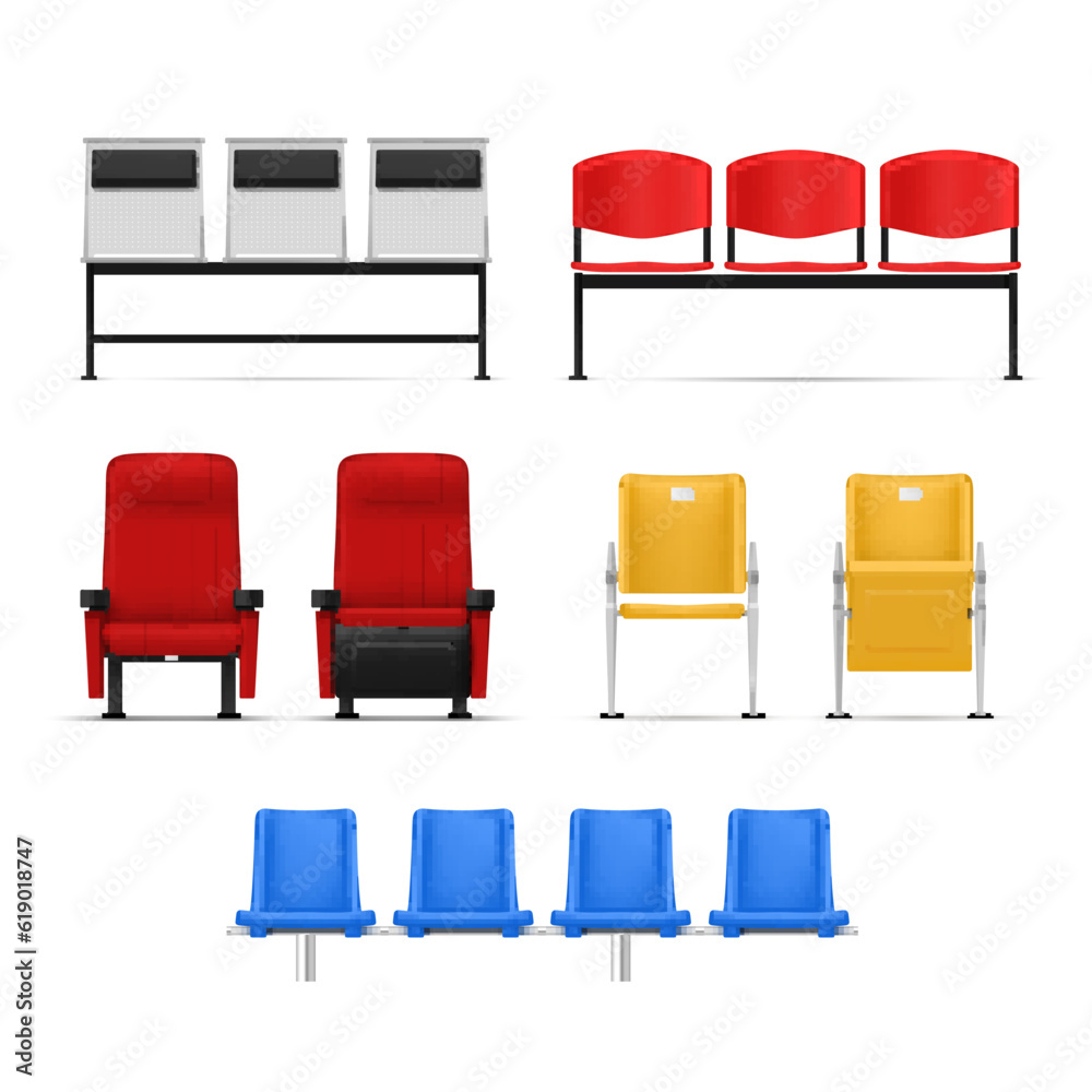 Stadium seats football soccer supporters chairs fans different shape ...
