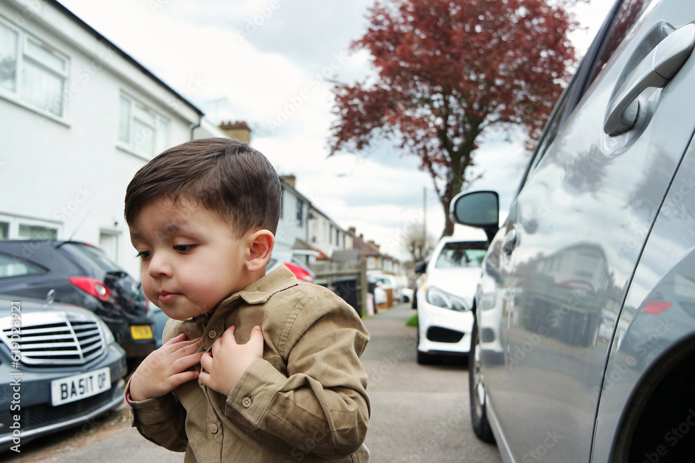 Cute Asian Pakistani Male Baby Boy is Posing on Local Street of Luton ...