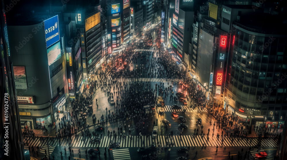 Step into the mesmerizing urban labyrinth of Tokyo's night cityscape ...