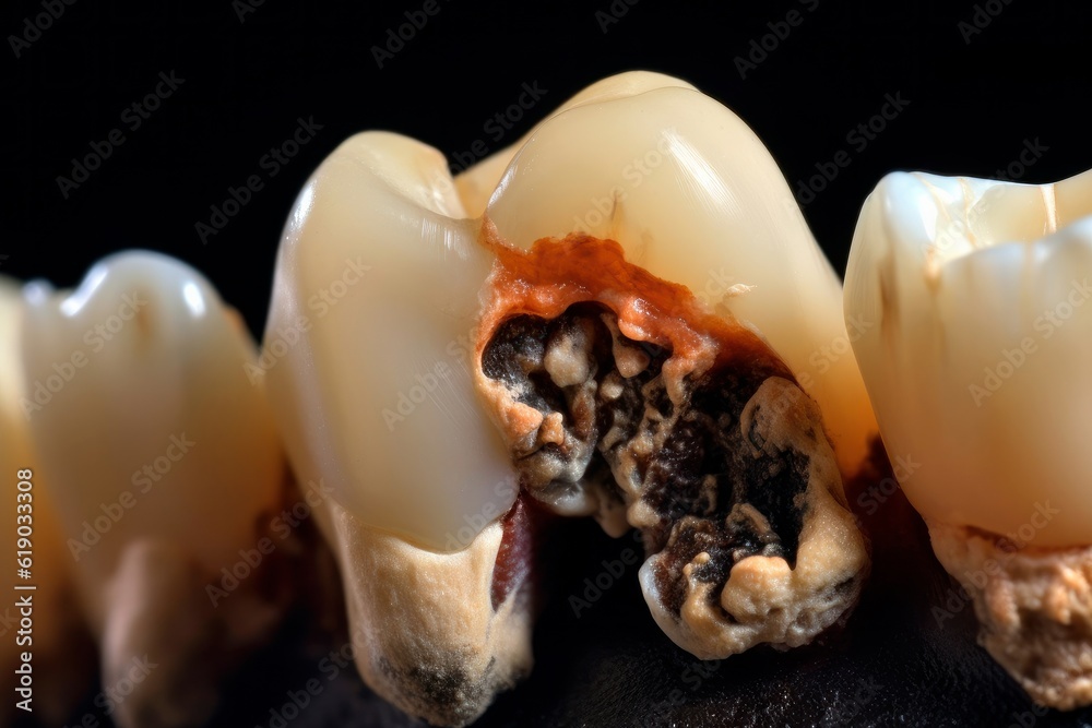 Dental office with mock-up of the teeth for a visual overview on black ...