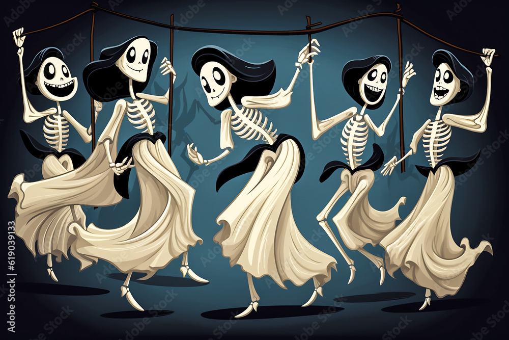 Cartoon Halloween Swing Dance. Generative AI. A digital illustration of ...
