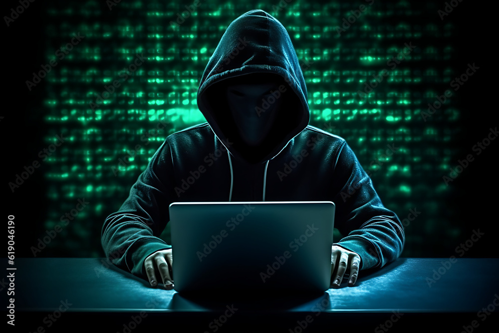 Dark Hood Hacker In Data Security Concept Hacker Using Laptop Hacking The Internet Cyber Attack