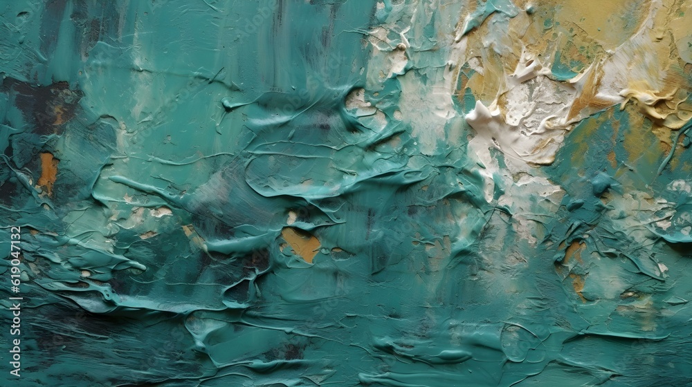 Paint Texture in teal Colors with visible Brush Strokes. Artistic ...
