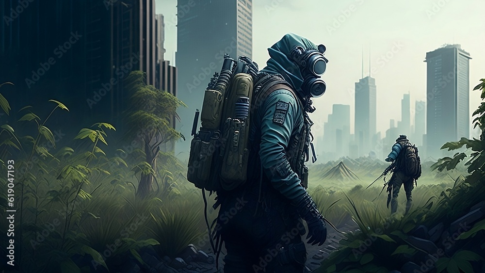 A Post-apocalyptic Wasteland With Crumbling Skyscrapers Overgrown ...