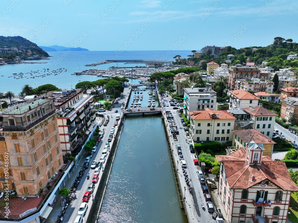Panoramic aerial view of Rapallo. Genoa, Cinque Terre, Liguria, Italy ...