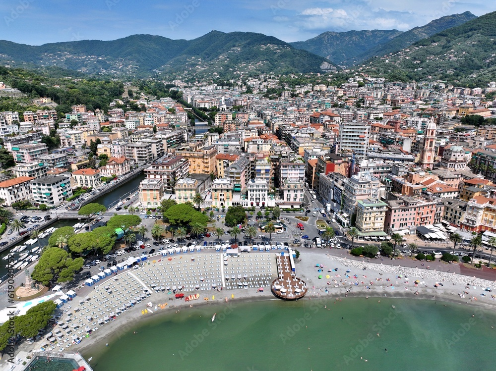Panoramic aerial view of Rapallo. Genoa, Cinque Terre, Liguria, Italy ...