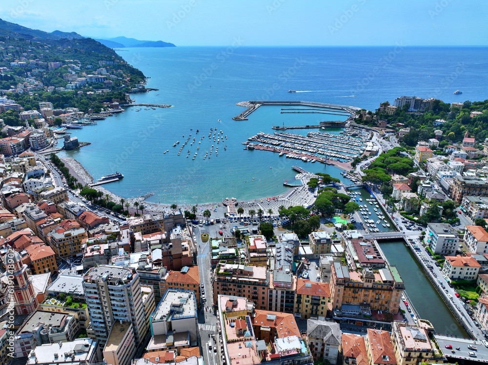Panoramic aerial view of Rapallo. Genoa, Cinque Terre, Liguria, Italy ...