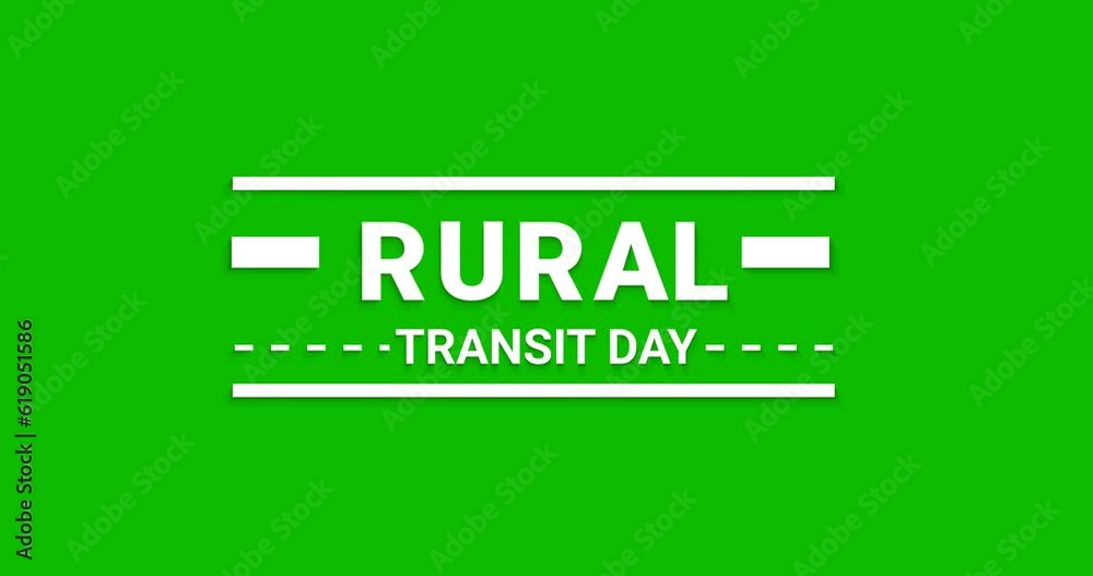 Rural transit day lettering text animation. Text is written on the ...