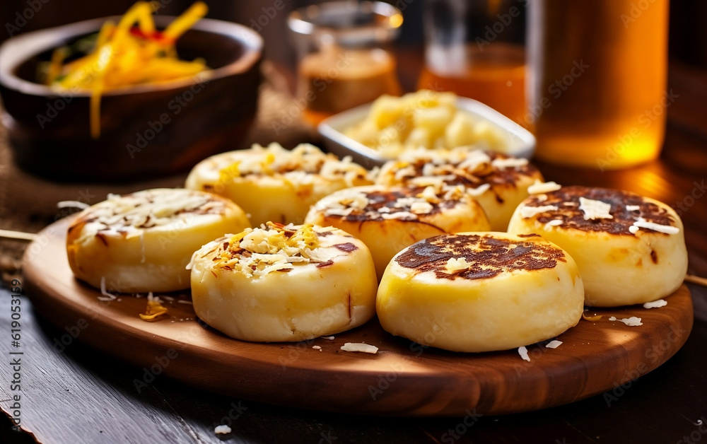 Corn Arepas, grilled or fried corn cakes that are filled with cheese ...