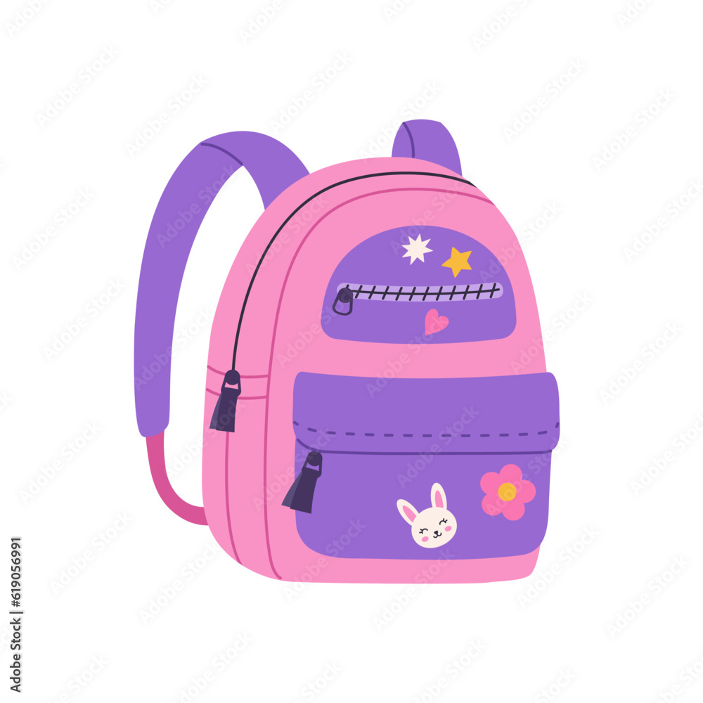 Cute pink school backpack with patches. Kids bag for school supplies ...