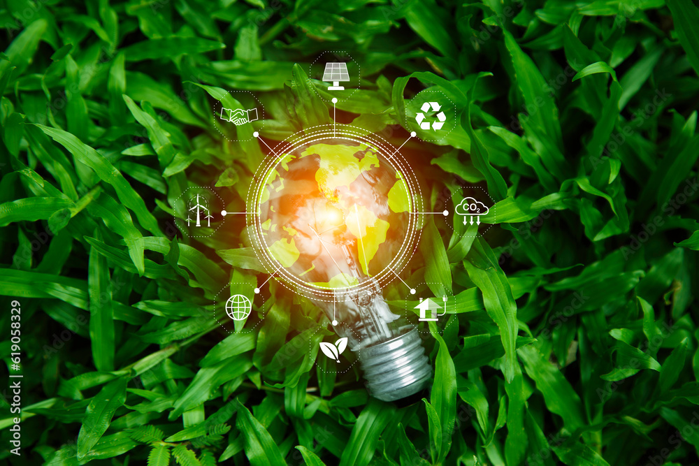 green energy concept help reduce global warming..Hand holding natural ...