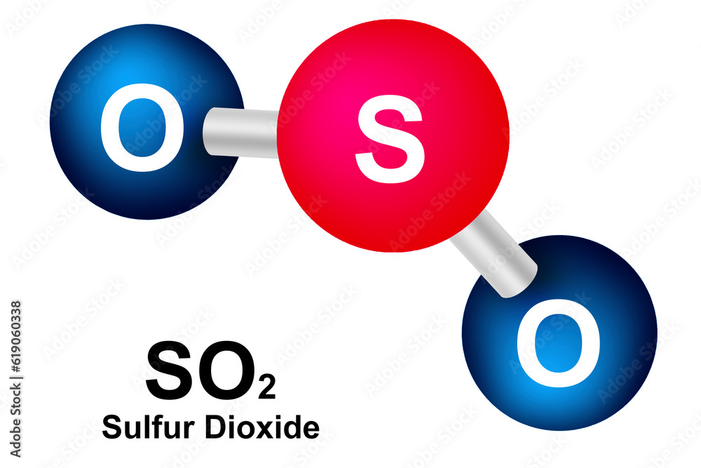 Poster, Foto Molecular formula and chemical structure of sulfur dioxide ...