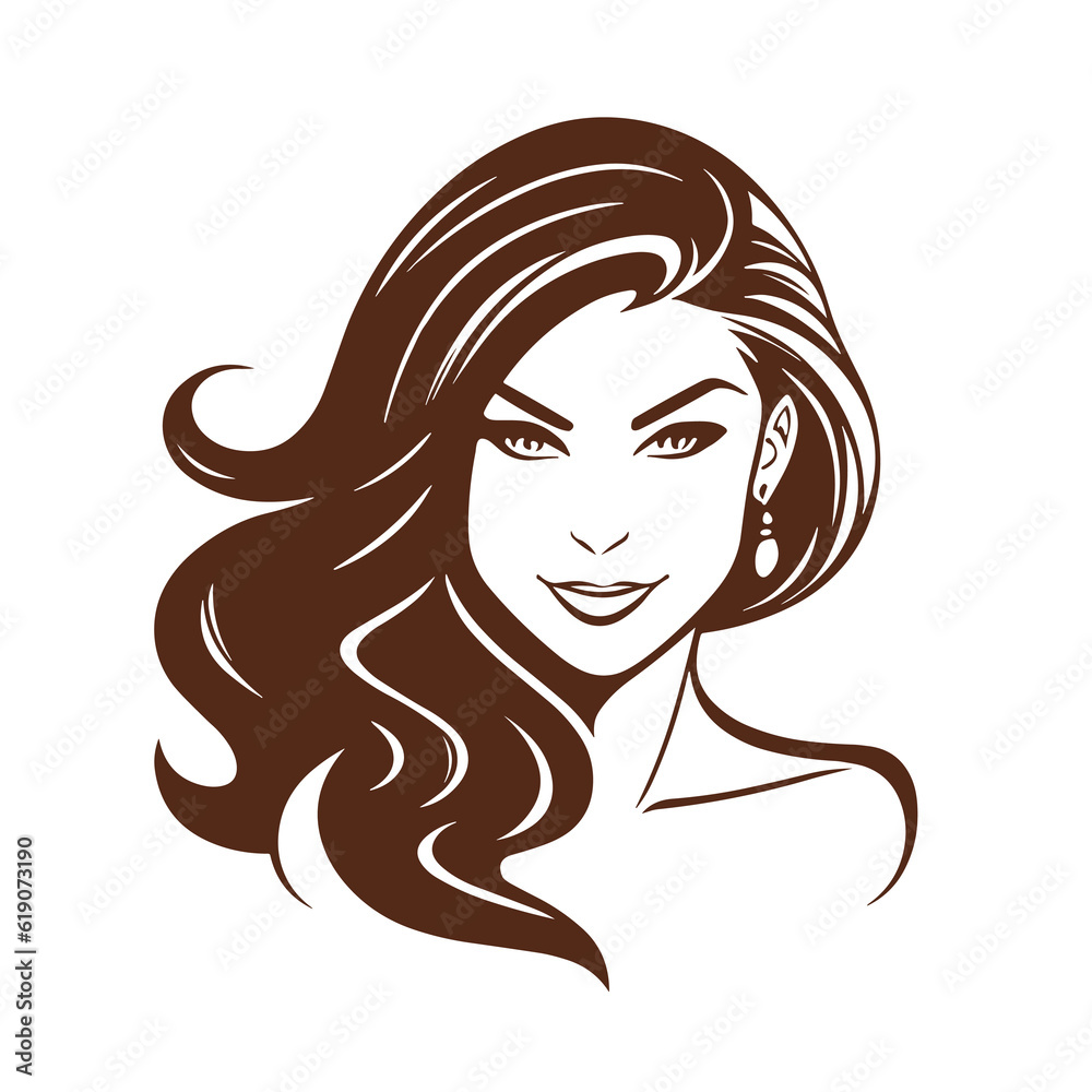 Woman Face Portrait Silhouette Lines Style Vector Illustration White Background Stock Vector