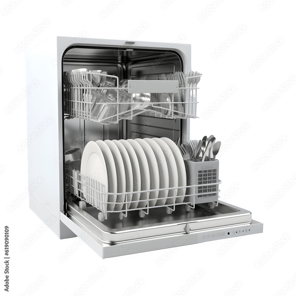 Dishwasher cleaning unit with broad lower base, on transparent ...