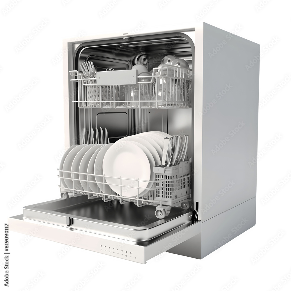 Dishwasher cleaning unit with large upper unit, on transparent ...