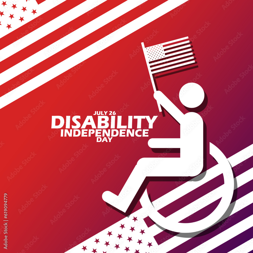 An icon of a person using a wheelchair holding up an American flag ...