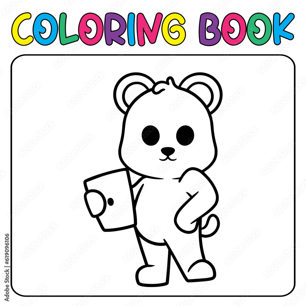 Vector cute panda bear for children's coloring page vector icon ...