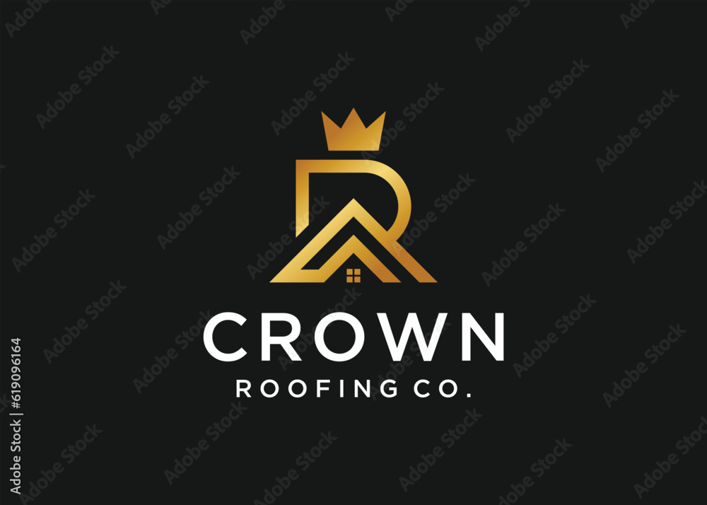 letter r crown logo design vector silhouette illustration Stock Vector ...