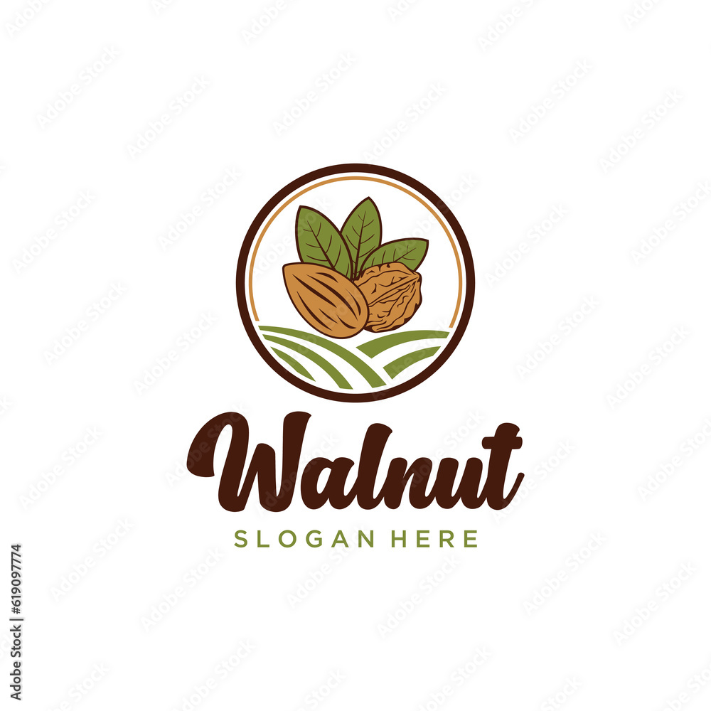 Walnut Logo Design Vector Stock Vector | Adobe Stock