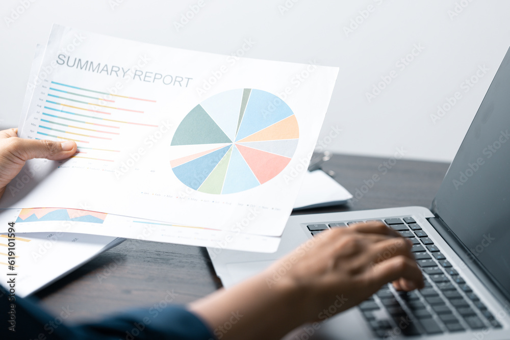 Business Data Analysis on Laptop: Financial Charts, Graphs, Reports for ...