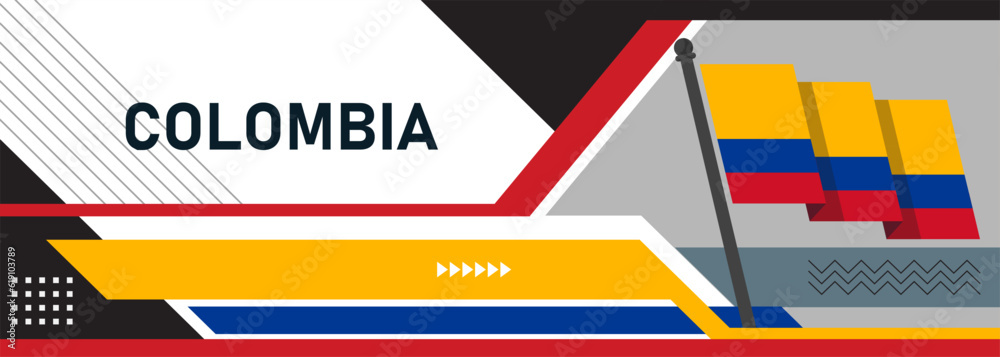 Colombia national day banner with Colombian flag colors theme ...