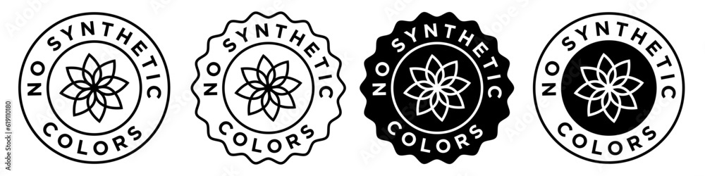 No synthetic colors icon. Artificial colorant free sign symbol badge ...