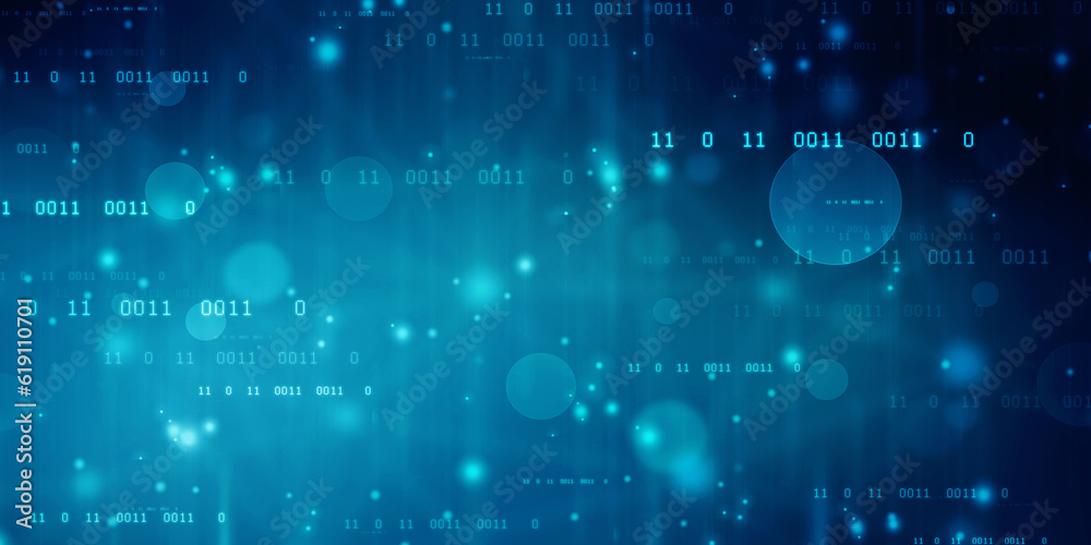 Binary Code Background, Digital Abstract technology background, flowing number one and zero text ...