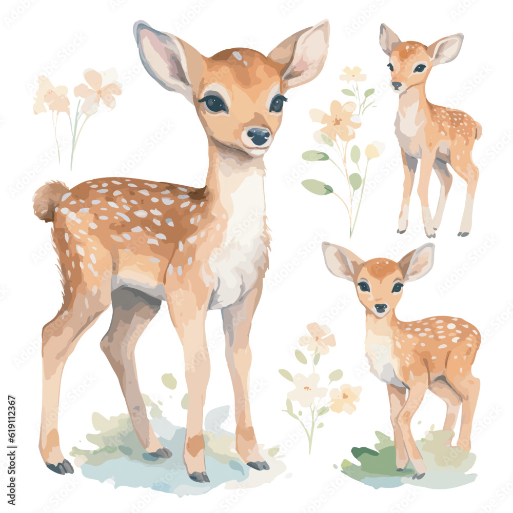 watercolor baby deer clipart for graphic resources Stock Vector | Adobe ...