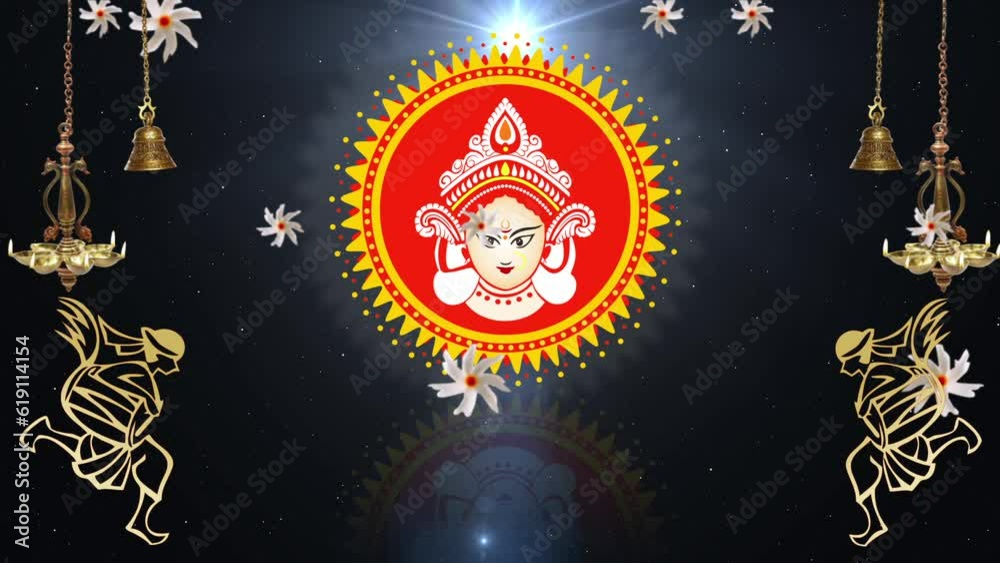 DURGA PUJA with DHAK Drummer LED VIDEO BACKGROUND Animation Stock Video ...