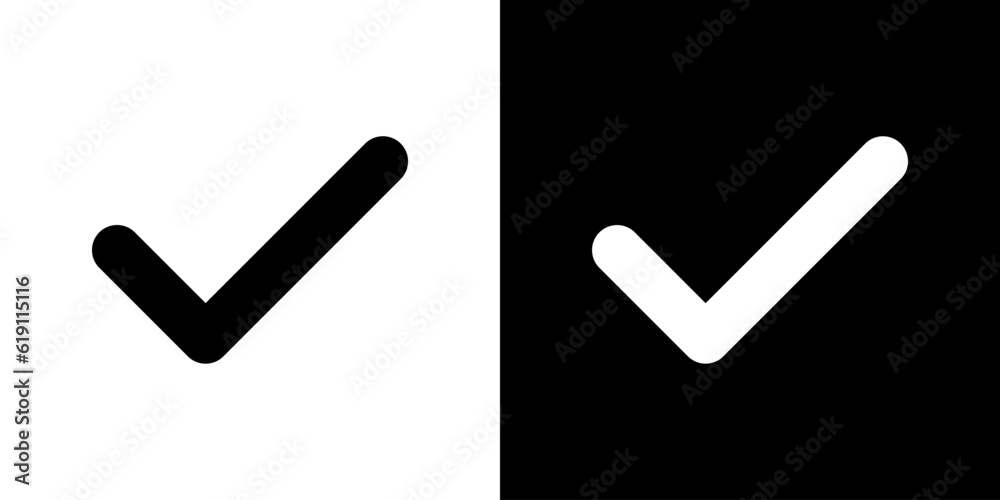 Black check mark vector illustration set. OK sign. Checklist mark icon ...