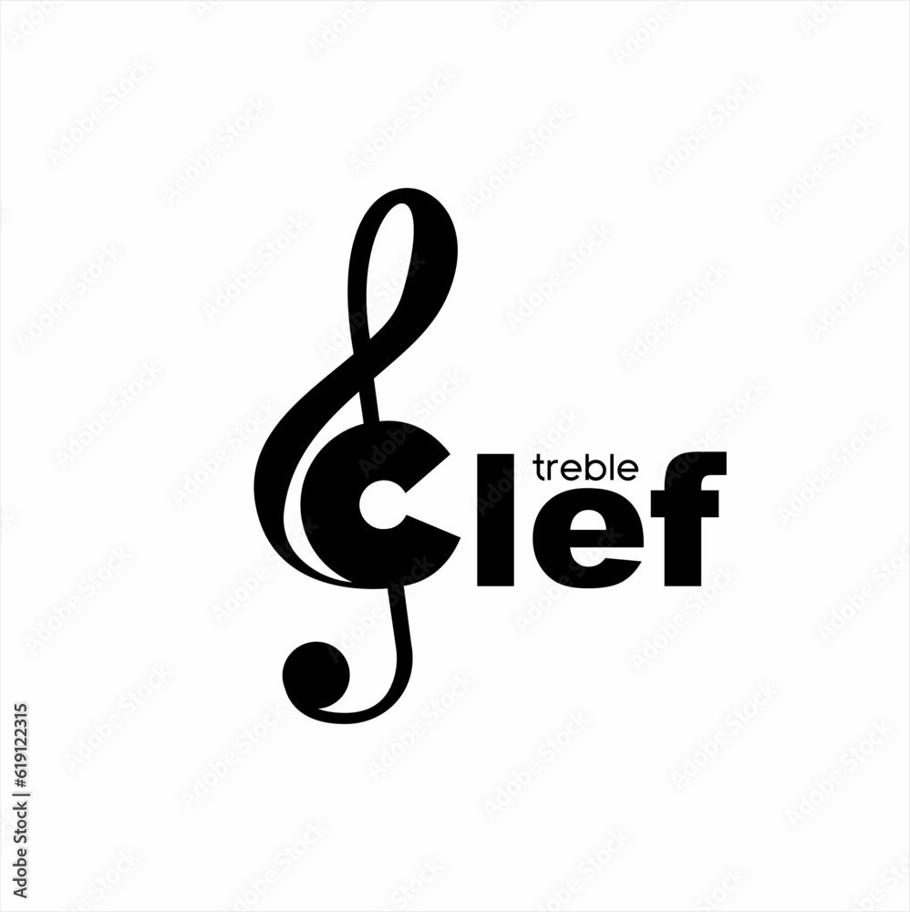 Vector illustration. Treble clef word logo design with its unique ...