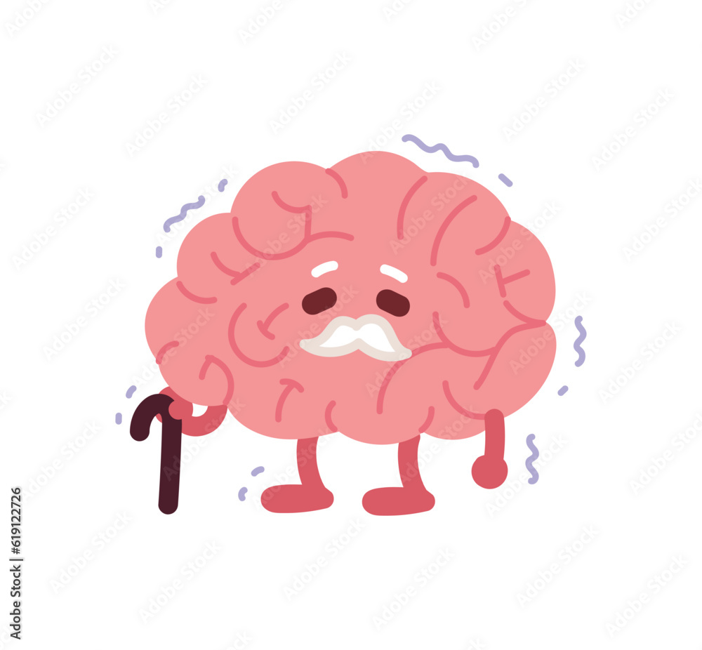Poster Old age brain, brain anthropomorphism concept character ...