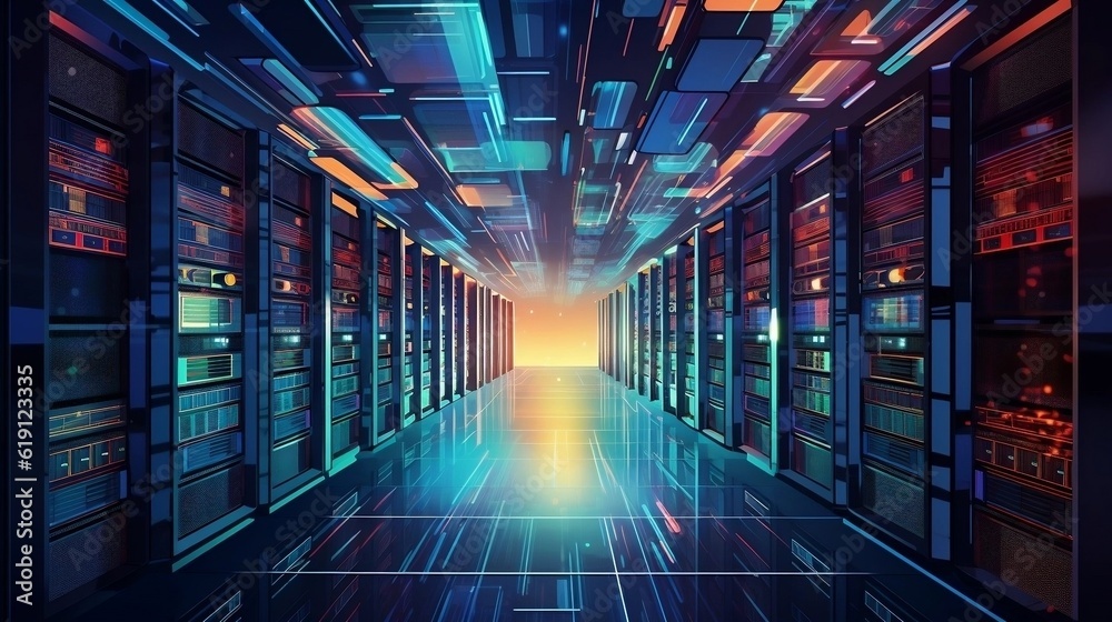 CRM Data Management. 8K, High Quality, data center, server room, CRM ...