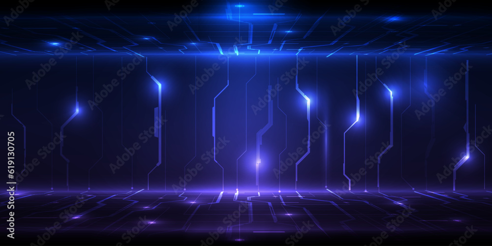 Vector illustration of futuristic horizontal space for showcase and ...