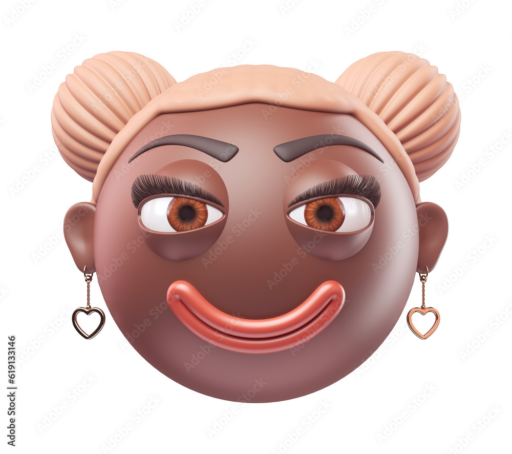 Emoji slightly smiling face of glamour black african american woman ...