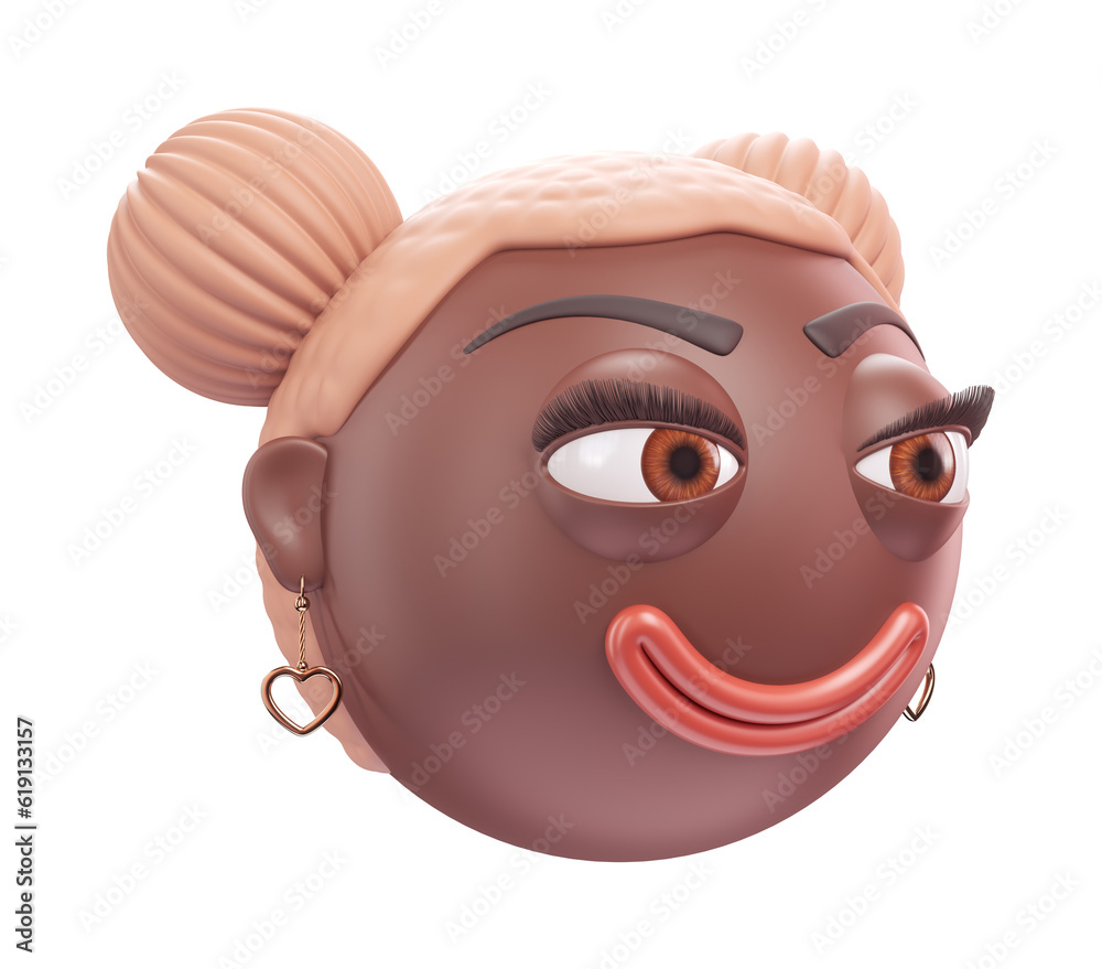 Emoji slightly smiling face of glamour black african american woman ...