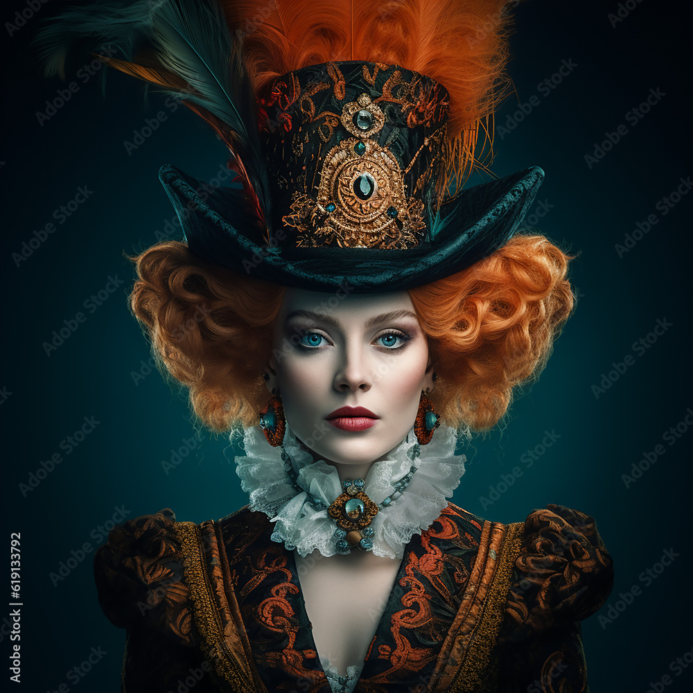 Female Mad Hatter. Generative AI. A digital portrait of a female ...