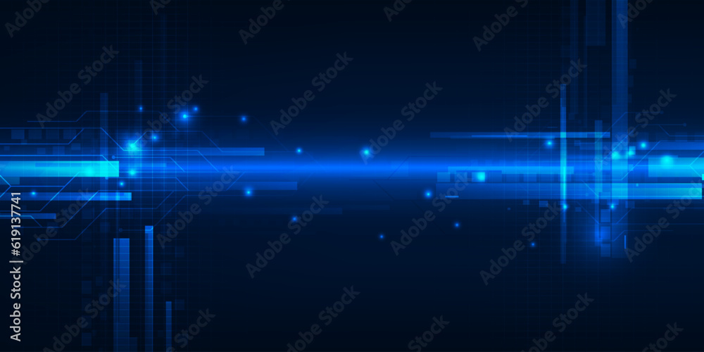 Vector illustrations of abstract blue digital hi tech background with ...