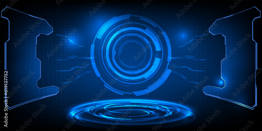 Vector illustrations of High technology digital element curve stage ...