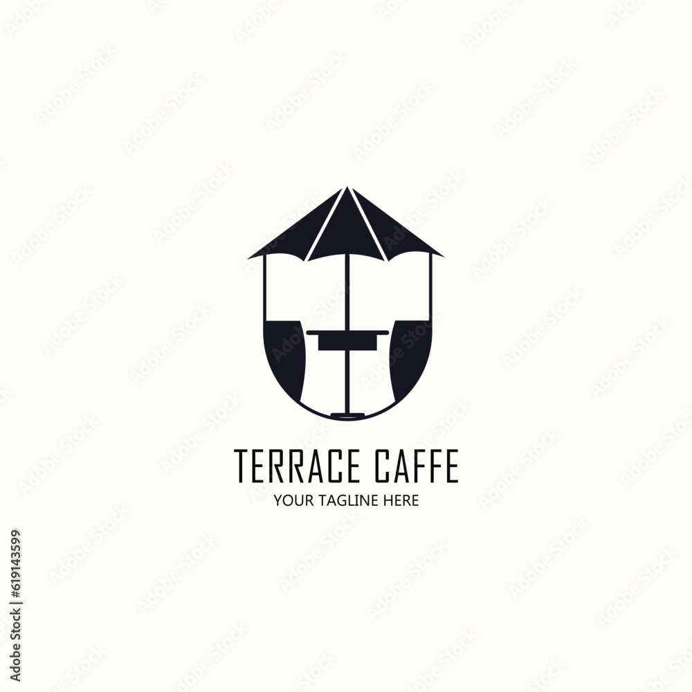 logo terrace coffee line art logo vector concept illustration template ...
