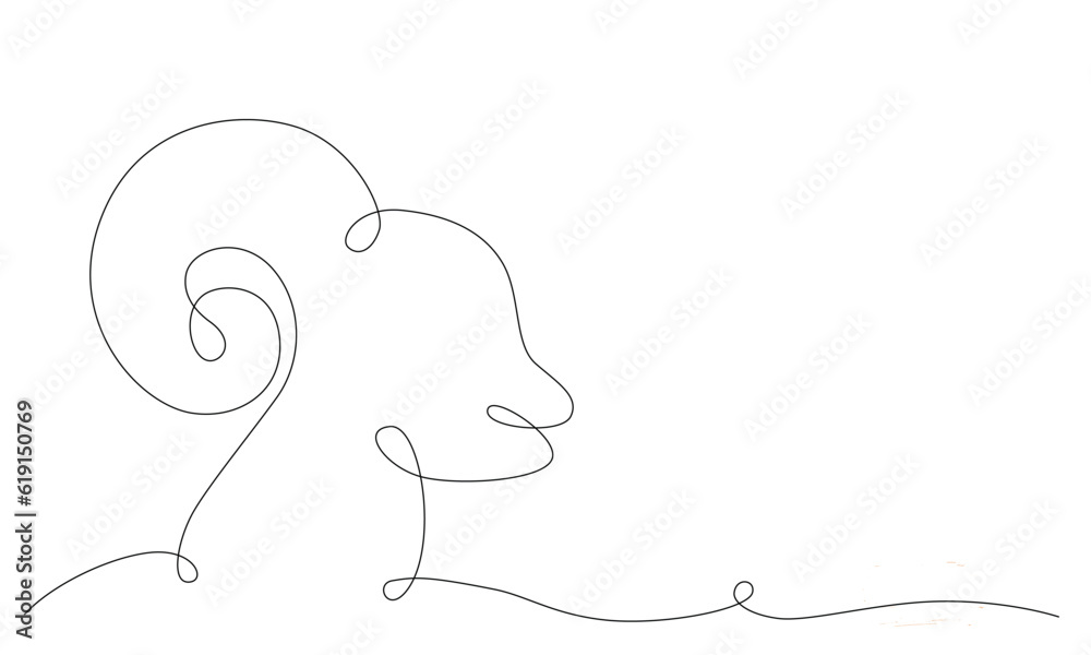 Aries zodiac constellation one single hand drawing continues line frame ...