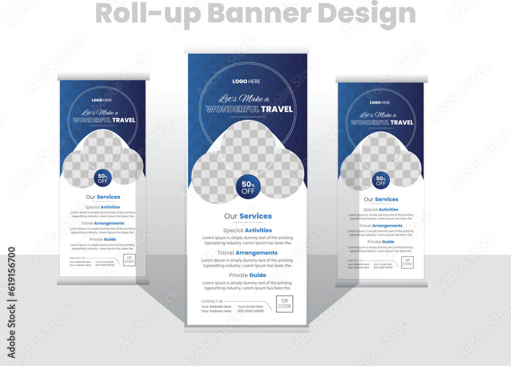 Tour and Travel rollup or X banner design template, Travel Agency Roll ...